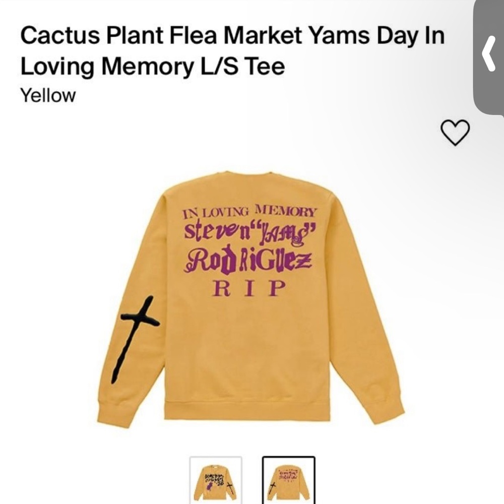 Cpfm X Yams Day Rip In Loving Memory Crewneck Yellow - Gem